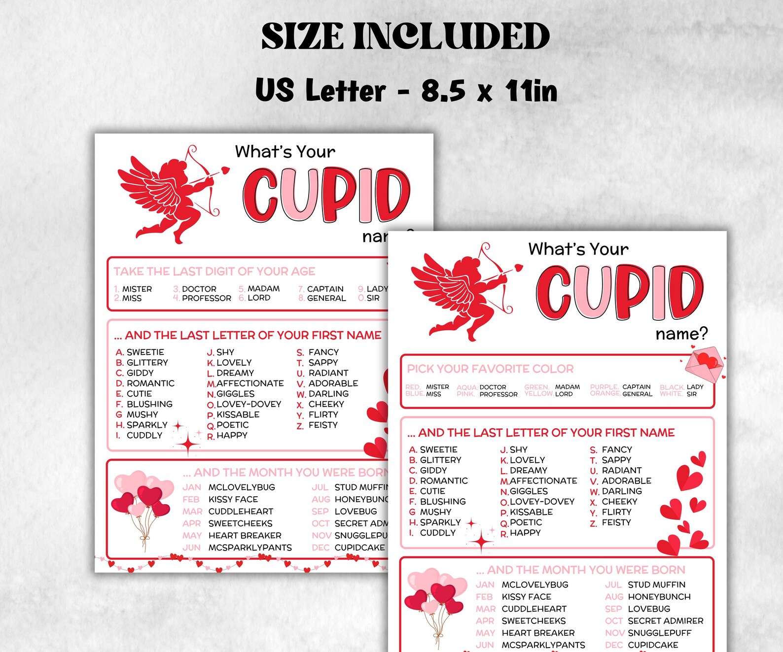 What is Your Cupid Name Printable Game, Office Party, Daycare Name ...