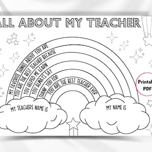 Teacher Thank You Coloring Page I Favorite Things Questionnaire I All ...