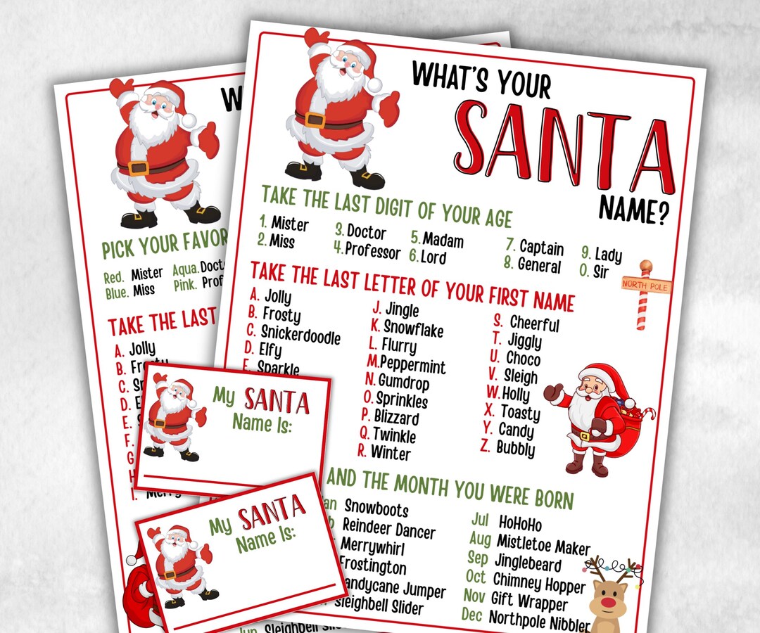 Santa Name Tag Game, Santa Name Board Sign, Santa Name Generator ...