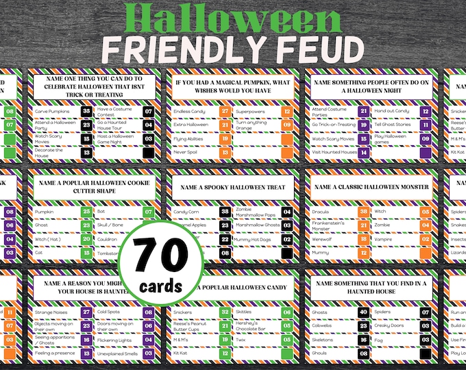 Halloween Friendly Feud Game - the Hilarious Party Game of Guessing Top ...