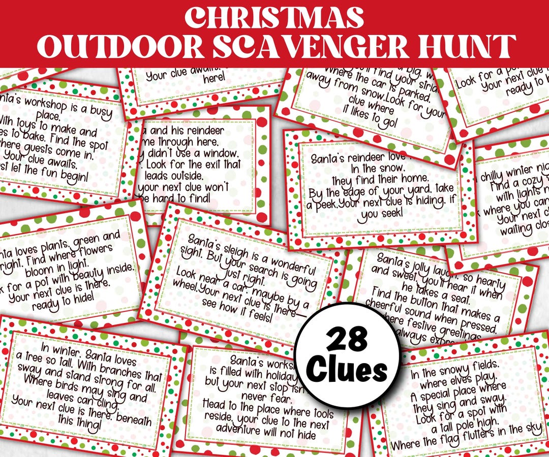 Outdoor Christmas Scavenger Hunt | Christmas Gift Tags | Games and ...