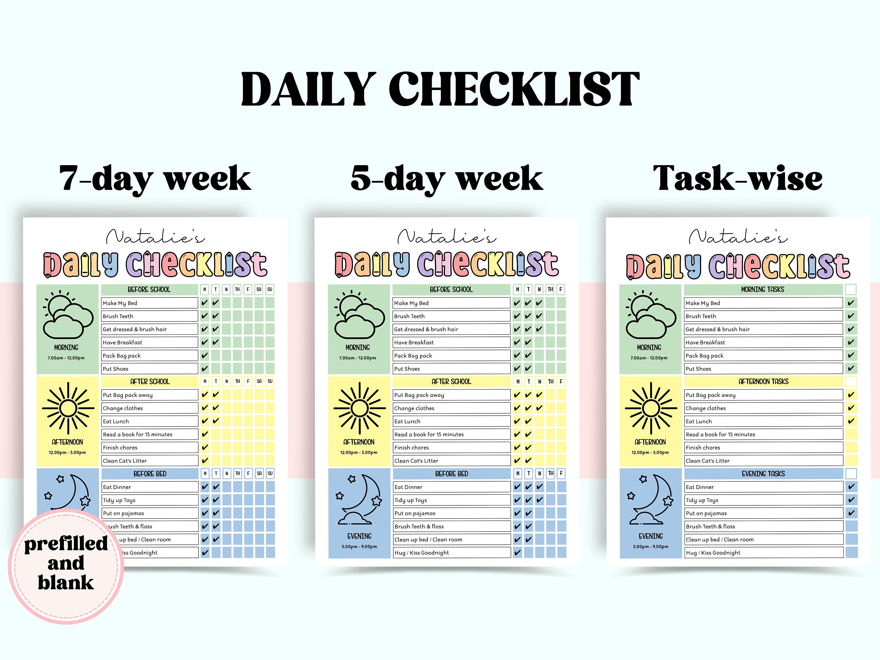 Daily Checklist Command Center School Routine Behavior - Etsy