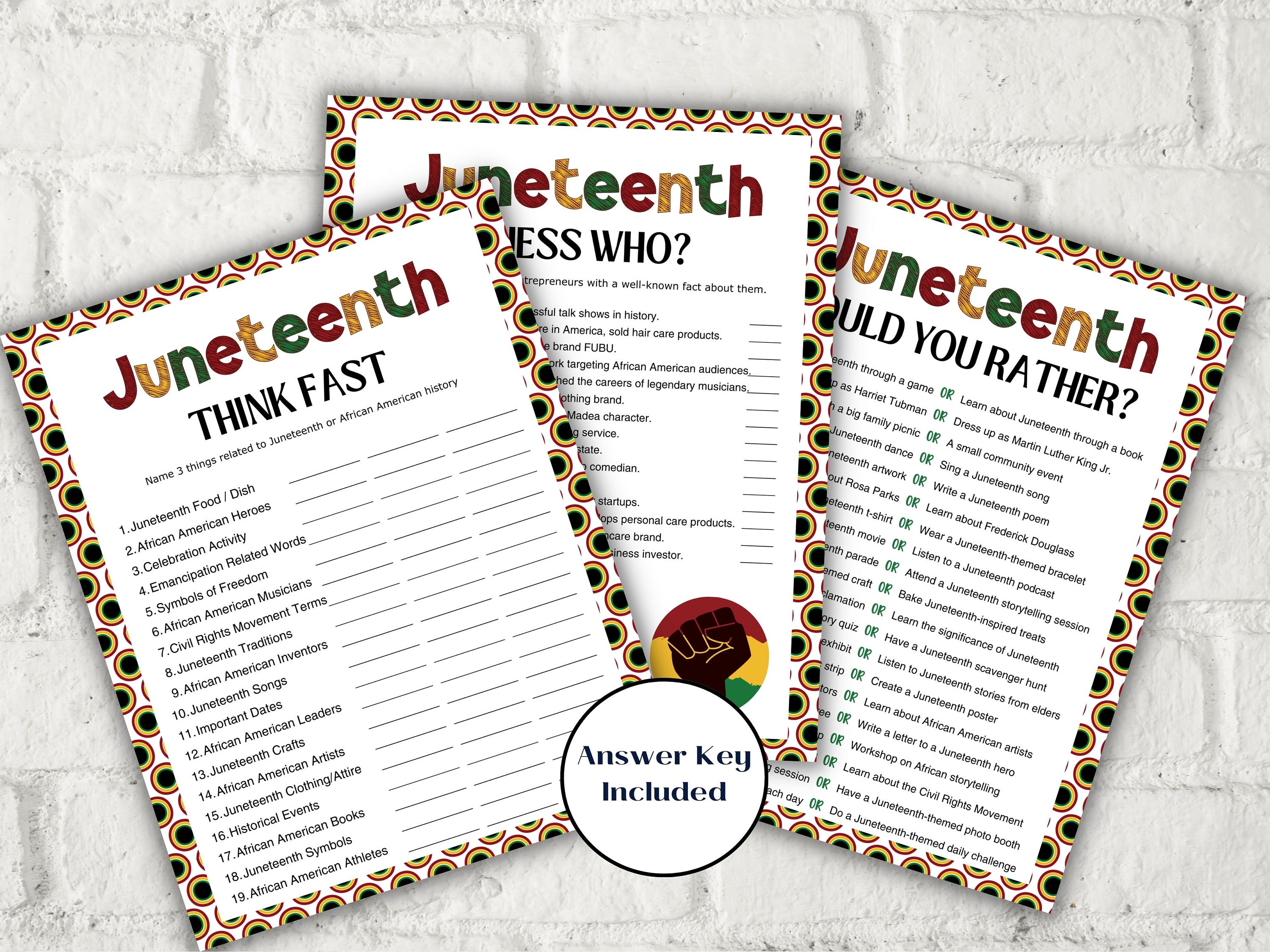 Juneteenth Games Bundle I Juneteenth Activities I African - Etsy
