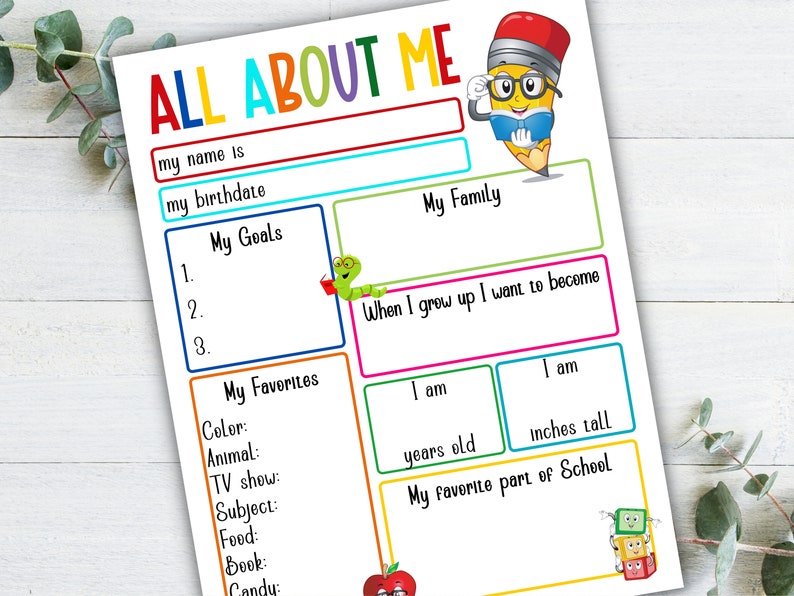 All About Me Survey, Get to Know Me, Student Info, Kindergarten Teacher ...