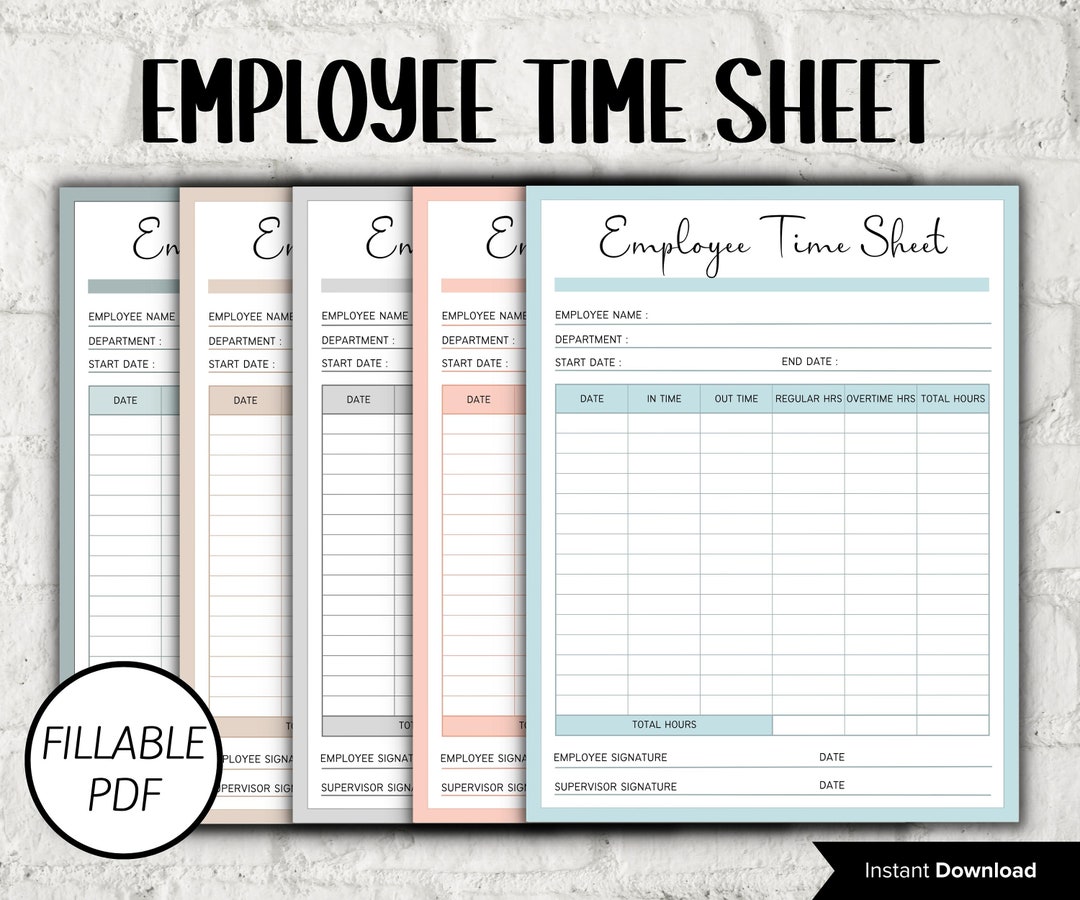 Employee Timesheet Editable I Editable Timesheet I Time Card I Time ...