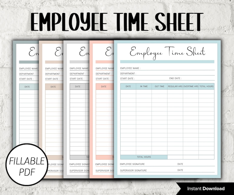 Employee Timesheet Editable I Editable Timesheet I Time Card I Time ...
