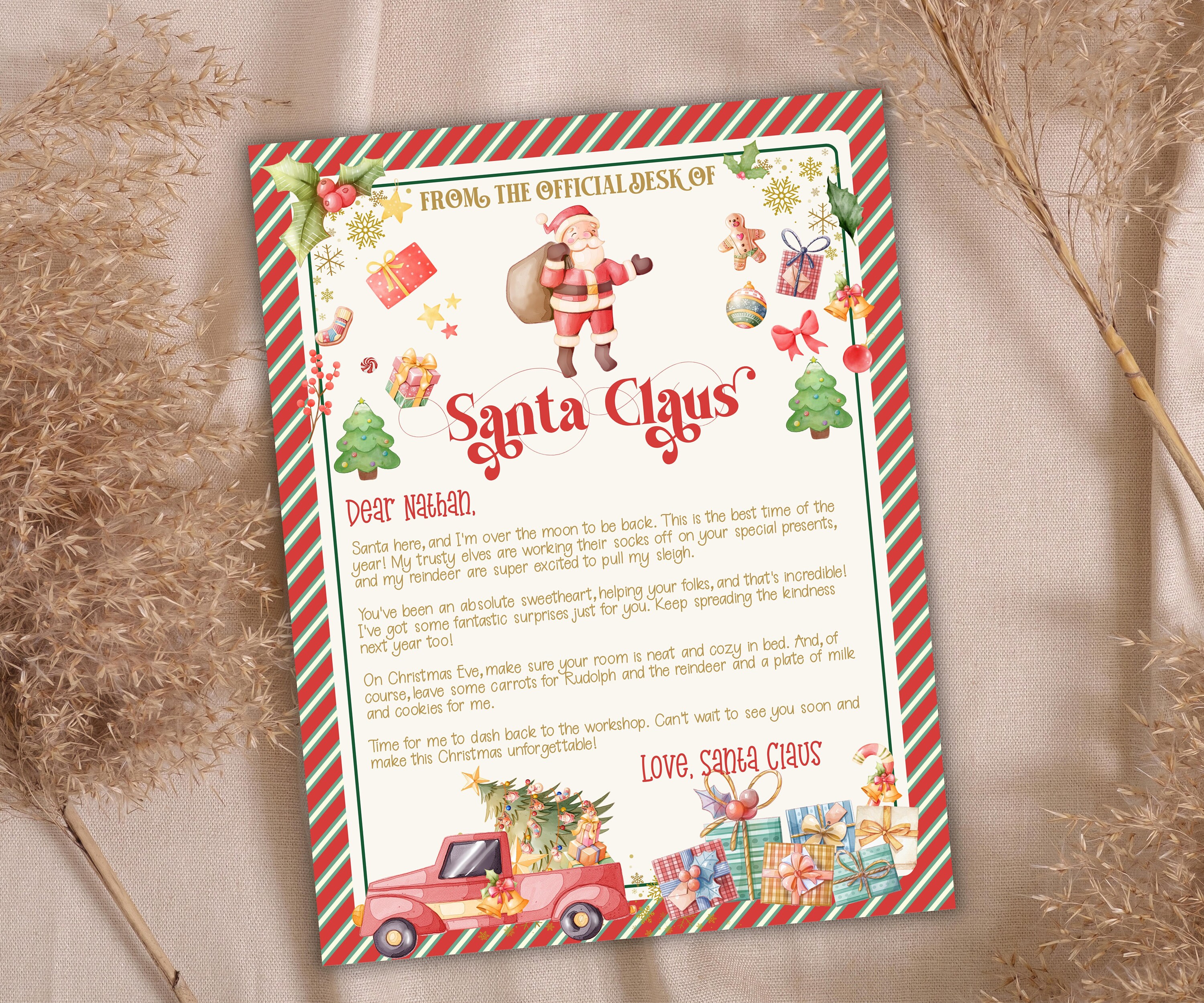 Editable Letters From Santa Santa Letter Certificate - Etsy