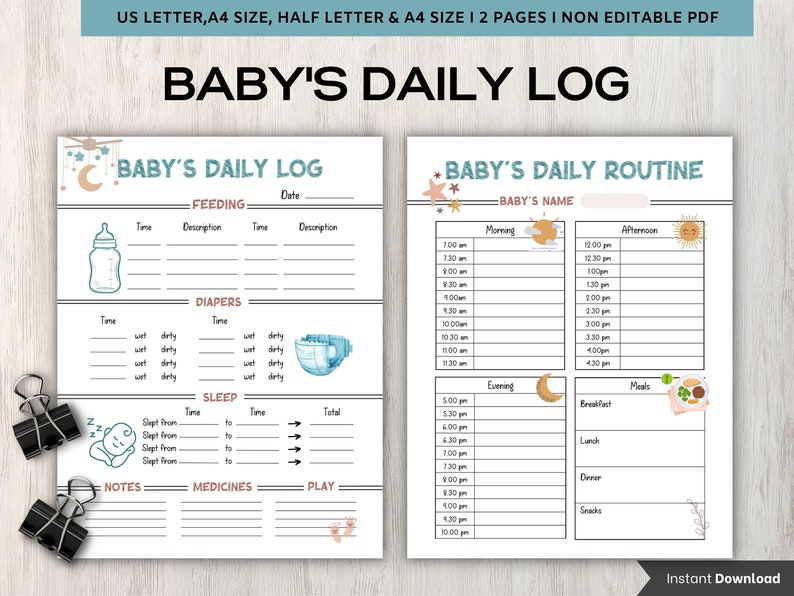 Baby's Daily Log I Infant Daily Report I Toddler Schedule - Etsy