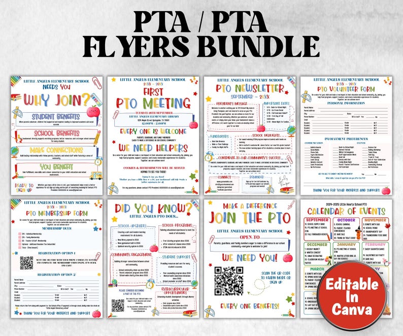 PTO PTA Flyer Bundle, Editable Membership Template, School Fundraiser ...