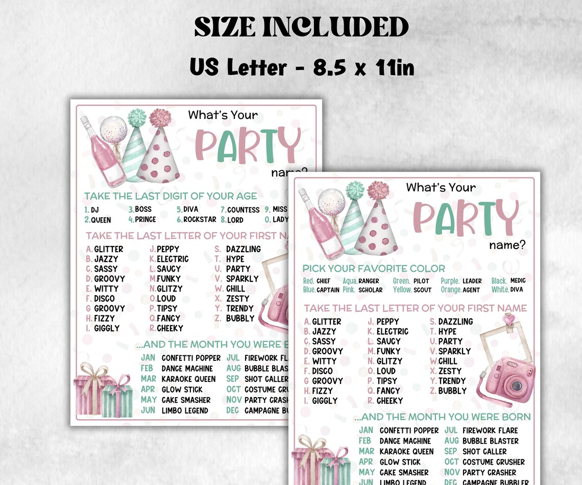What is Your Party Name Game, Office Party, Daycare Name Board Sign ...