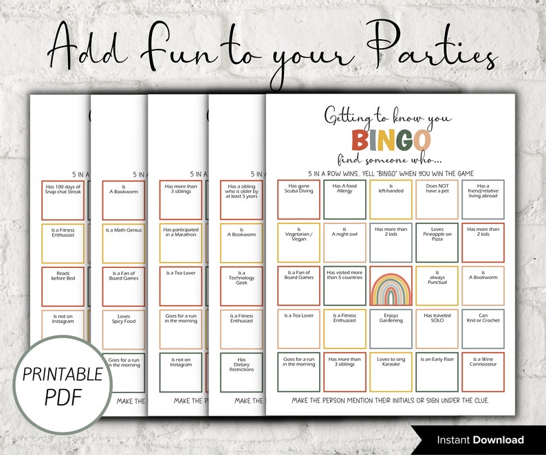 Find the Guest Human Bingo I Family Reunion Game I Team Building Game I ...