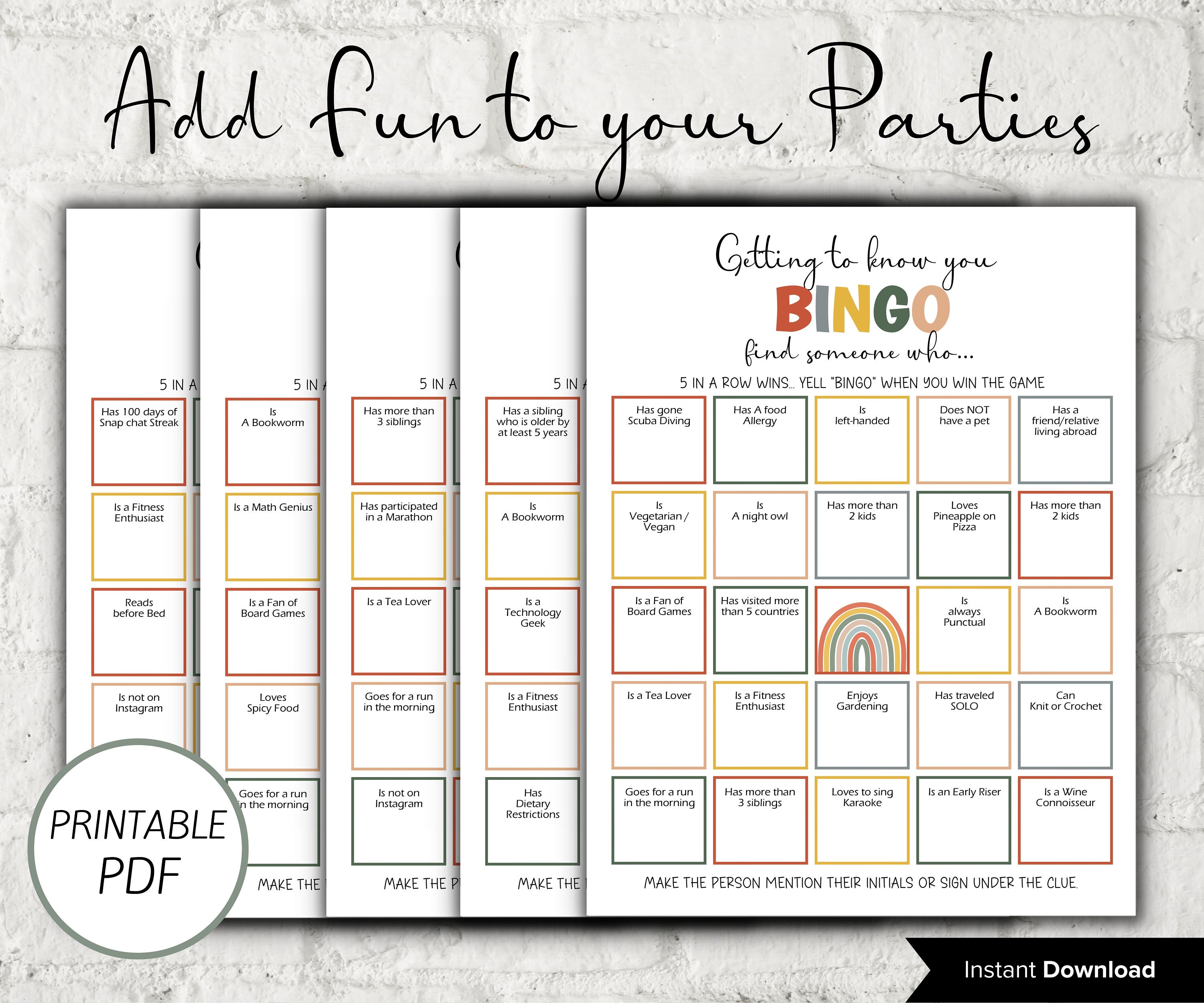 Find the Guest Human Bingo I Family Reunion Game I Team Building Game I ...