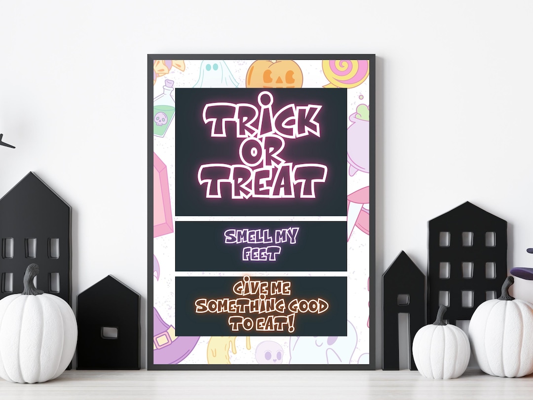 Trick or Treat Sign, Ghosts Goblins Welcome Sign, Halloween Treat Sign ...