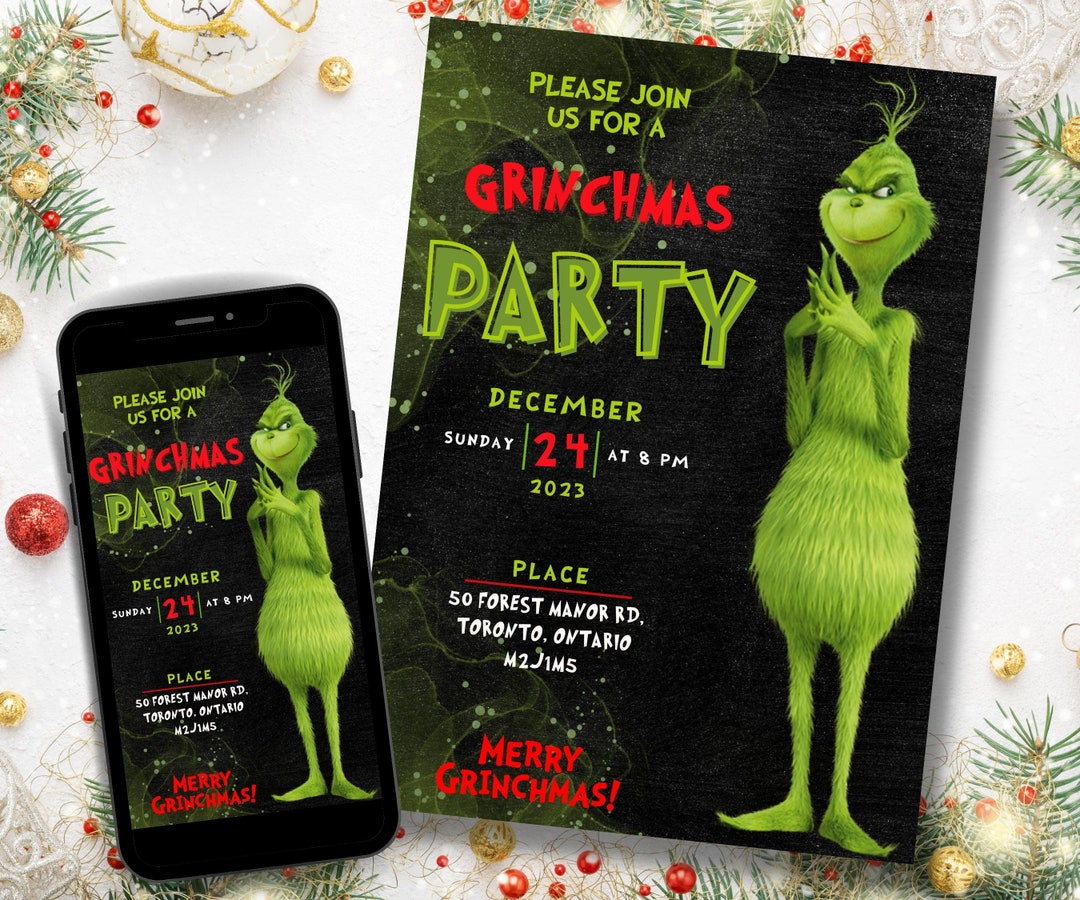 Christmas Invite | Grinchmas Party | Editable Christmas Party ...