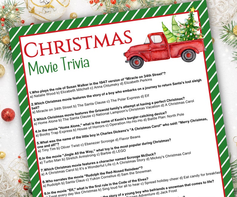 Christmas Movie Trivia Holiday Party Games Family - Etsy