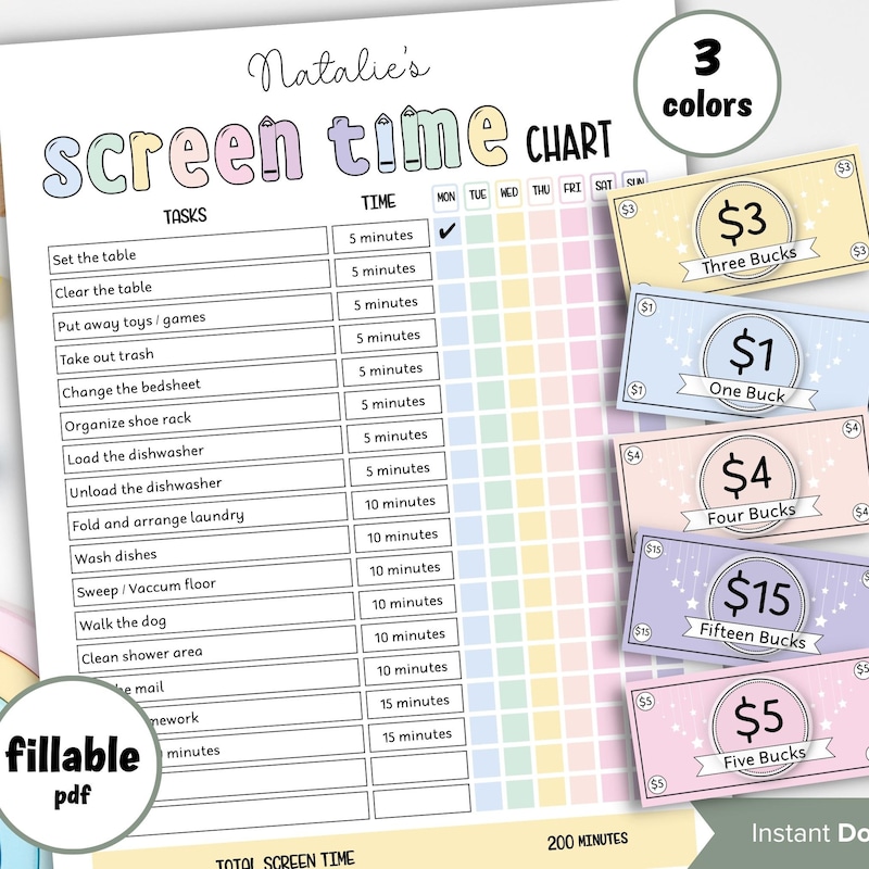 Screen Time Limit Tracker - Etsy