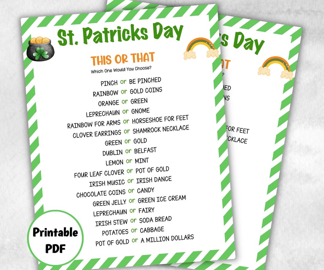 St. Patrick's Day Fun Printable Game, Icebreaker for Office, Family ...
