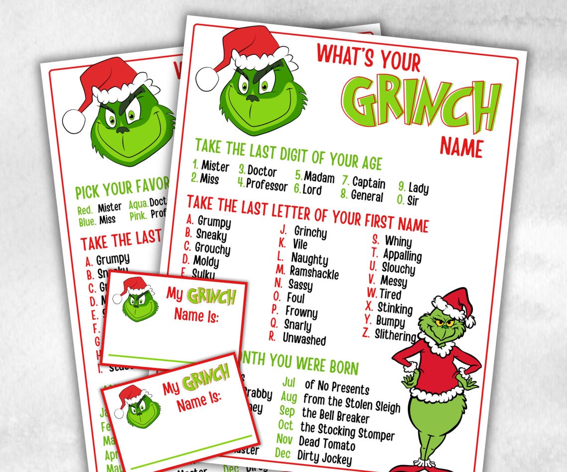 Grinch Name Tag, Grinch Name Board Sign, Name Generator, Christmas Kids ...