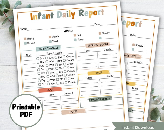 Printable Nanny Log, Toddler Schedule Template, Printable Caregiver ...