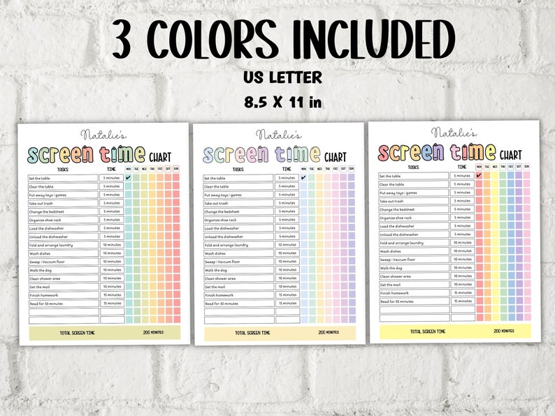 Screen Time Tracker | Limit Screen Time | Screen Time Chore Chart ...