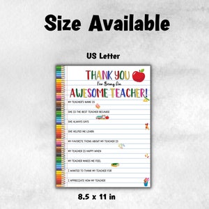 Editable All About My Teacher | Teacher Appreciation Gift | End of Year ...