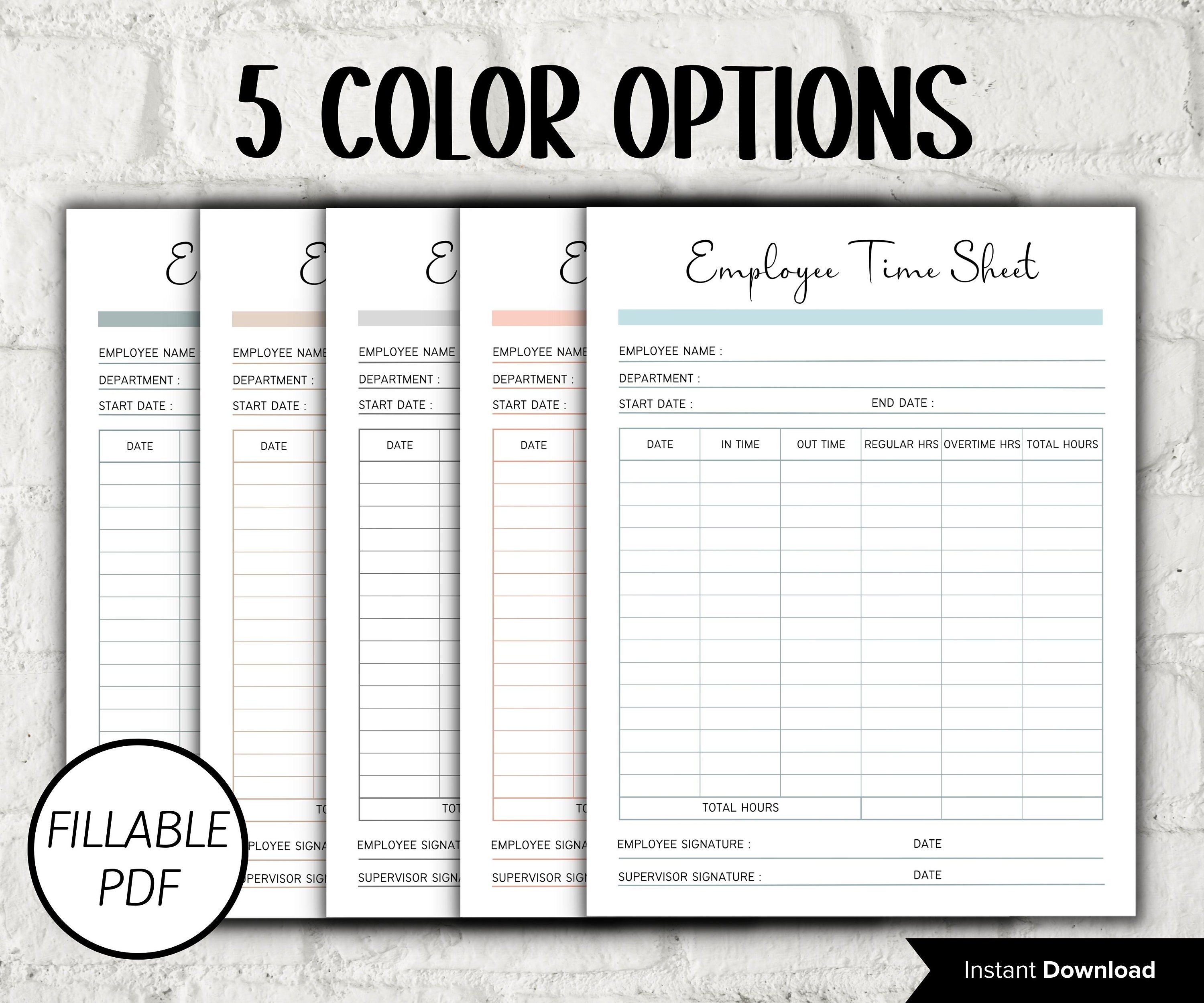 Employee Timesheet Editable I Editable Timesheet I Time Card I Time ...