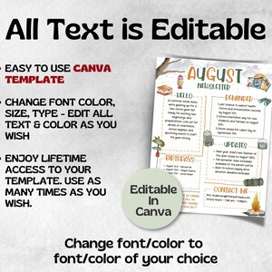 August Camping Classroom Newsletter, Daycare Class Newsletter ...