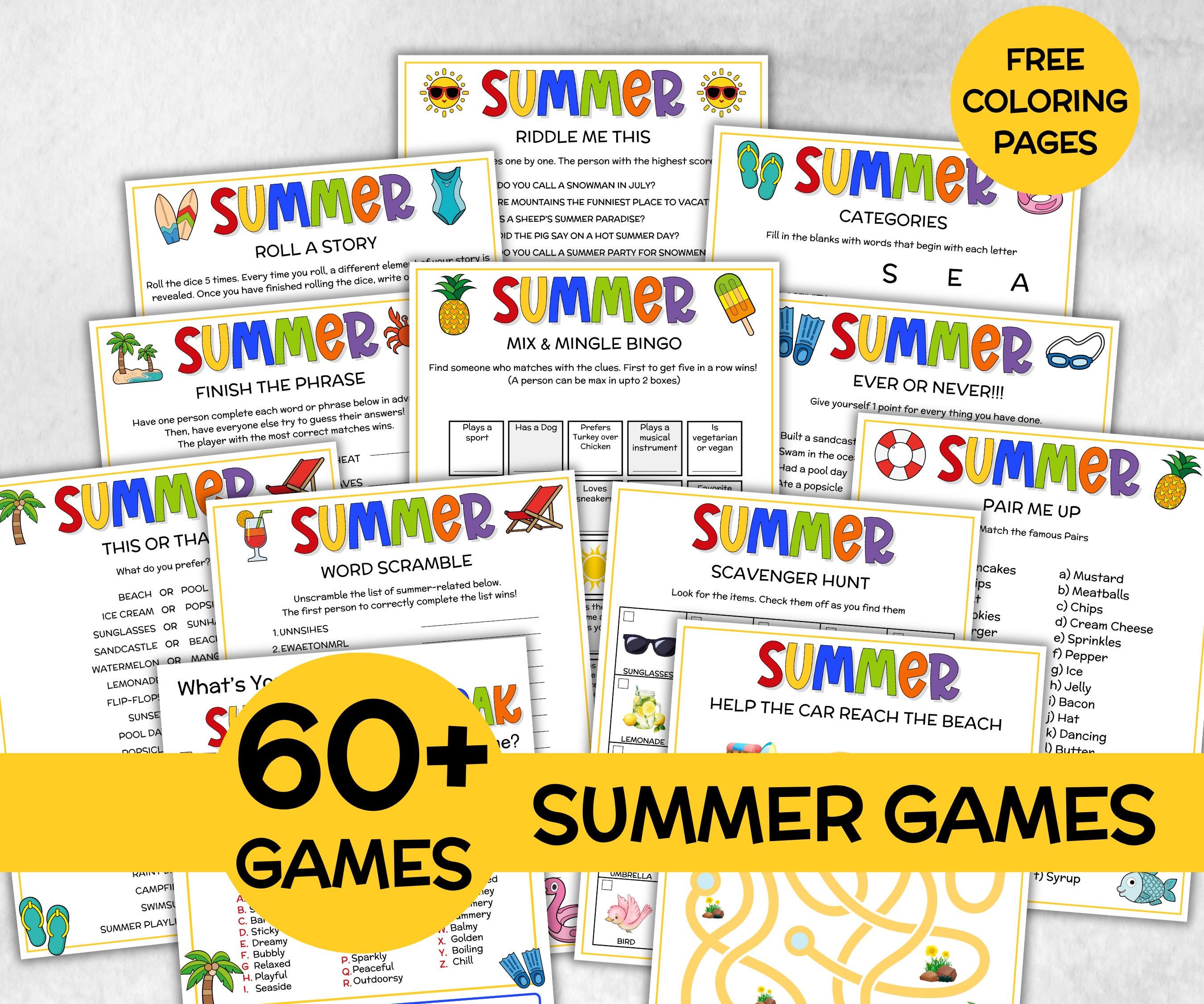 Summer Games Bundle, Bucket List, Word Scramble, Scavenger Hunt, End of ...