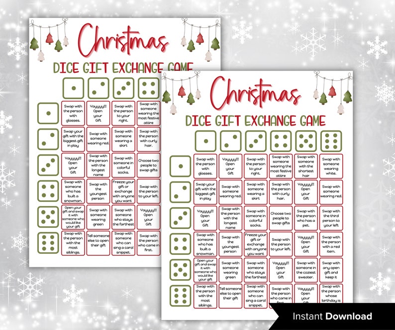 Christmas Gift Exchange Dice Game, Printable Icebreaker, Pass the ...