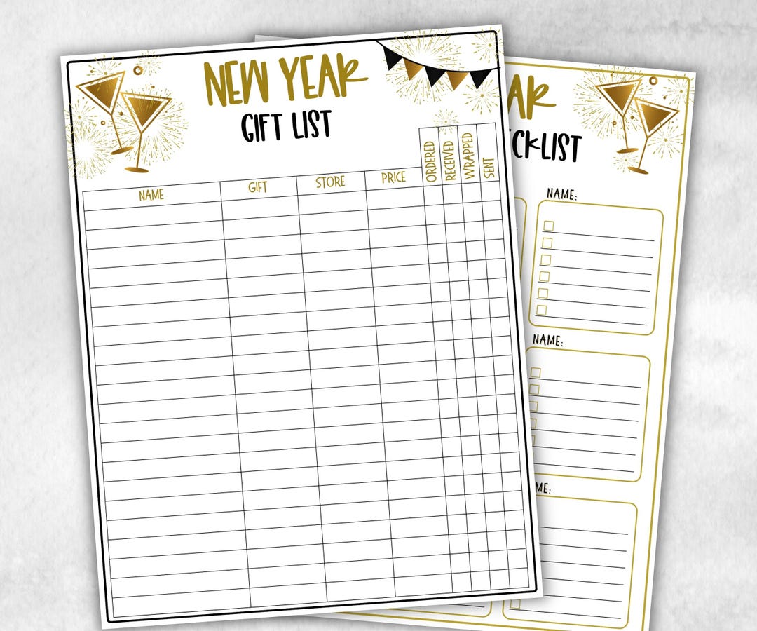 Printable New Year Gift List, Holiday Shopping Budget Tracker ...