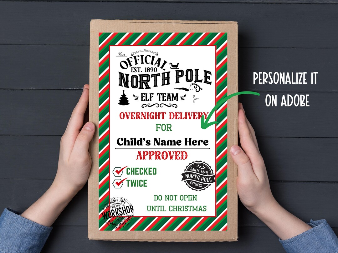 Elf Mail | Elf Mischief | Sleigh Mail Label | Elf Arrival I Editable ...