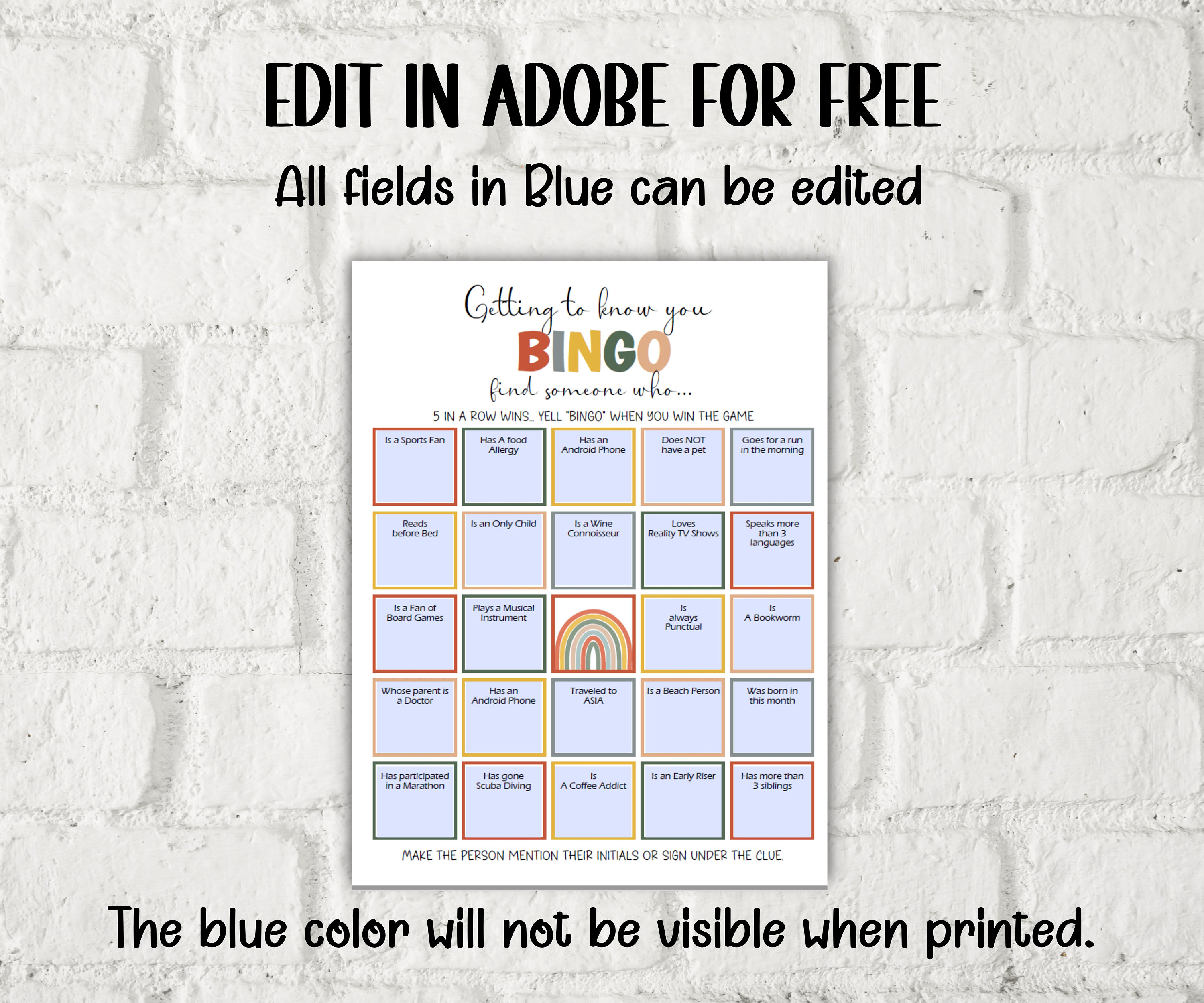 Find the Guest Human Bingo I Family Reunion Game I Team - Etsy