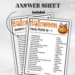 Halloween Candy Match Party Game, Candy Trivia Activity, Teen Kid ...