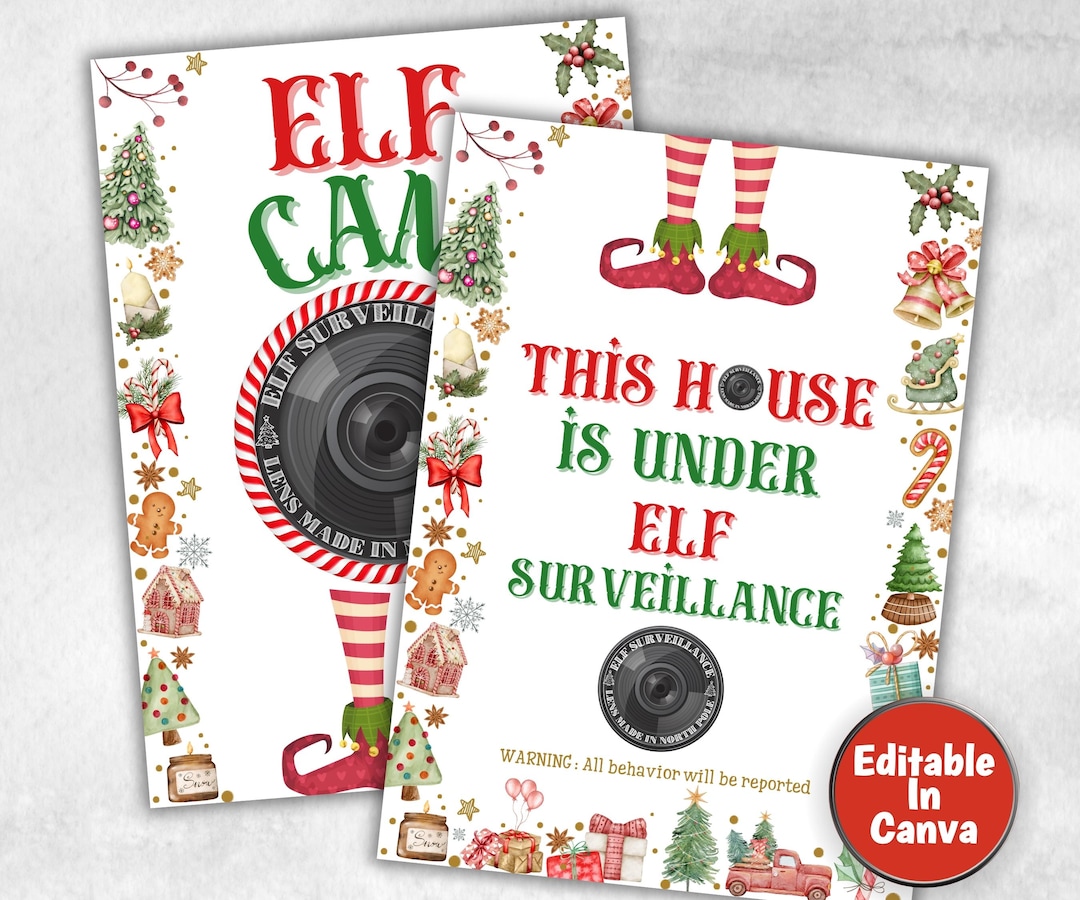 Printable Elf Cam, Elf Cam Sign, Santa Cam Letter, Editable Elf ...