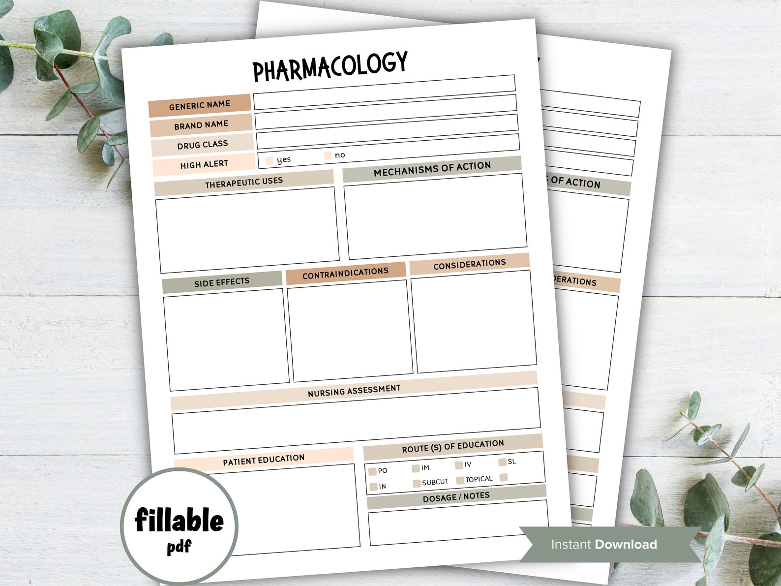 Editable Pharmacology Template, Study Guide, Pharmacology Notes, Study ...