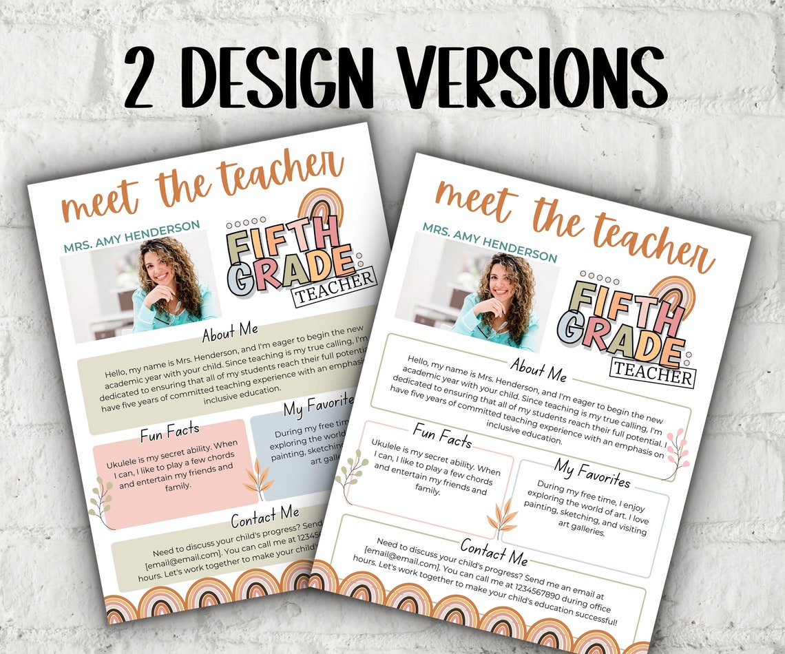Meet the Teacher Pastel Rainbow I Fifth Grade Teacher I Boho Teacher I ...