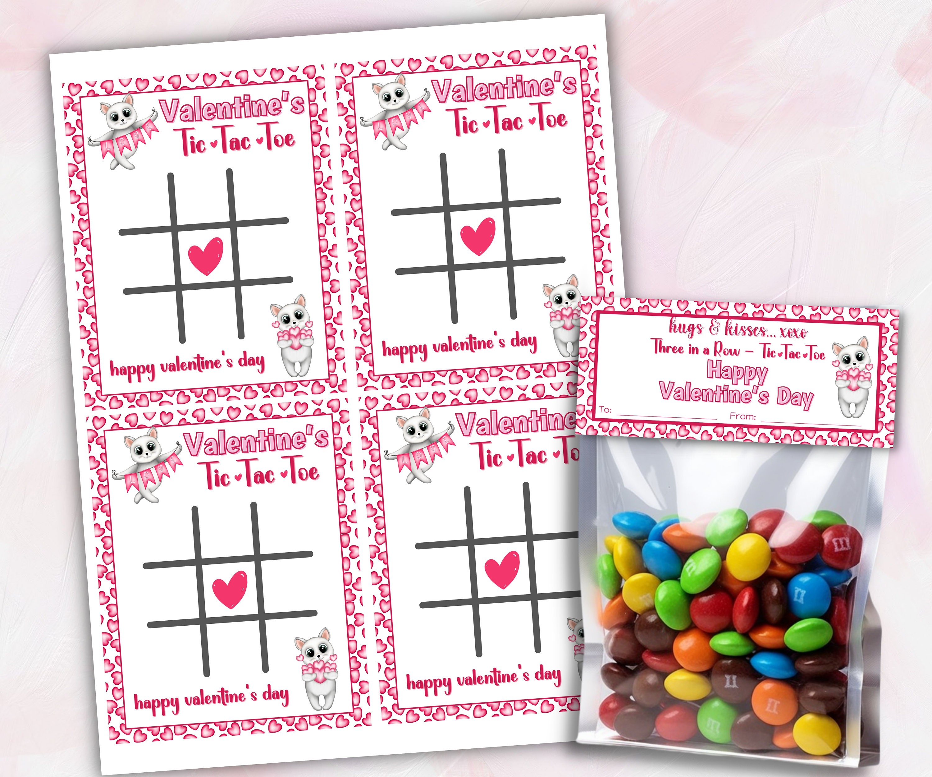 Printable Valentine's Day Tic Tac Toe Cards Tic-tac-toe - Etsy