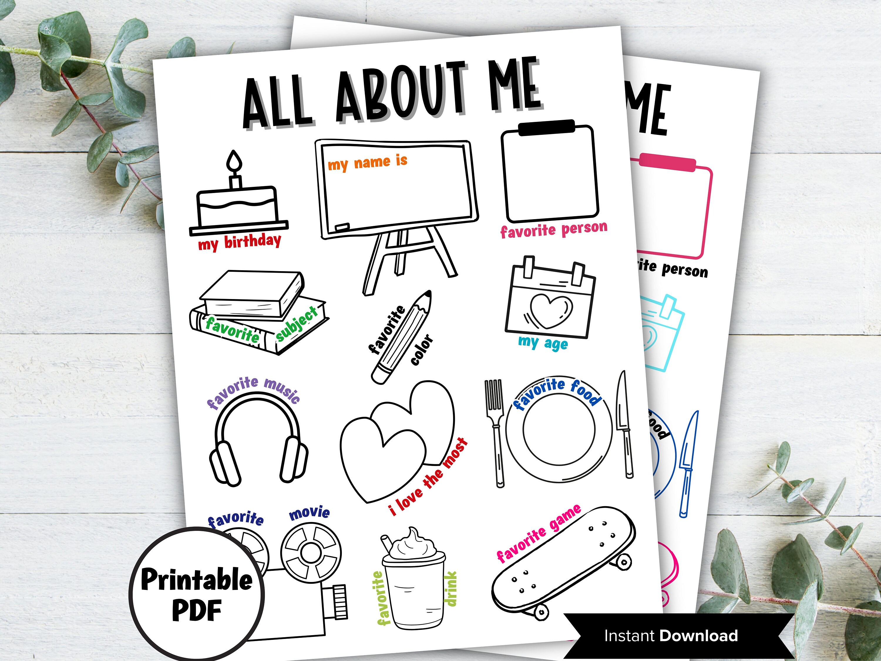 Student All About Me Survey Elementary Teacher Supplies Get - Etsy