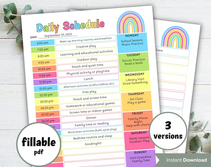 Distance Learning Schedule Template, Homeschool Schedule, Daily ...