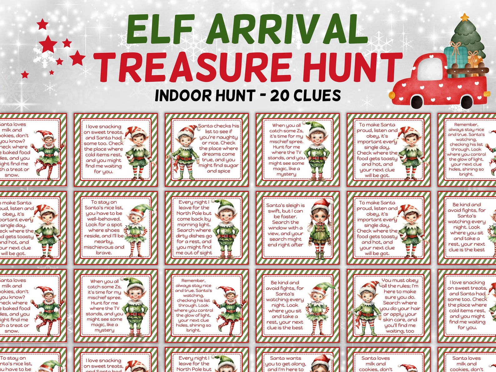 Elf Scavenger Hunt Elf Props Printable Elf Game Christmas Elves Kid ...