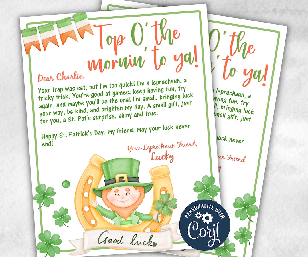 Leprechaun Letter Printable | Diy Editable Template | St. Patrick's Day ...