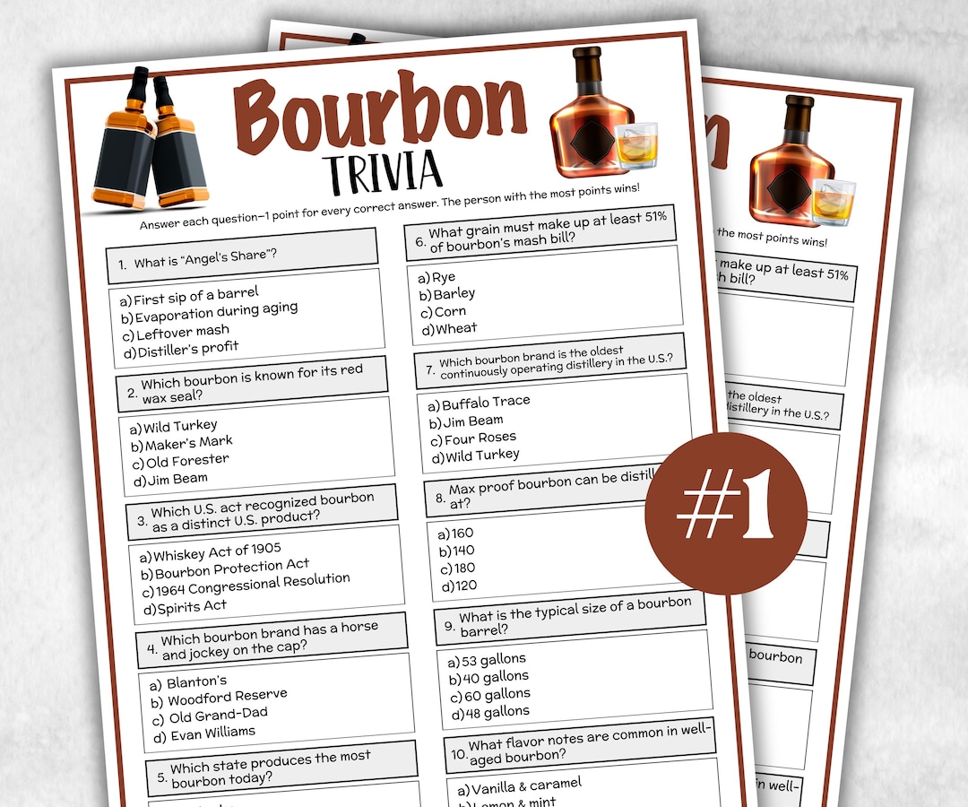 Printable Bourbon Trivia, Riddles Quiz Questions, Drinking Pub Game ...
