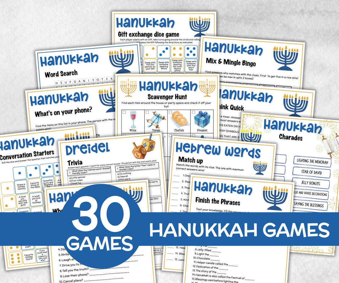 Hanukkah Game Bundle, Kids Teen Adults Game, Festival of Lights, Jewish ...