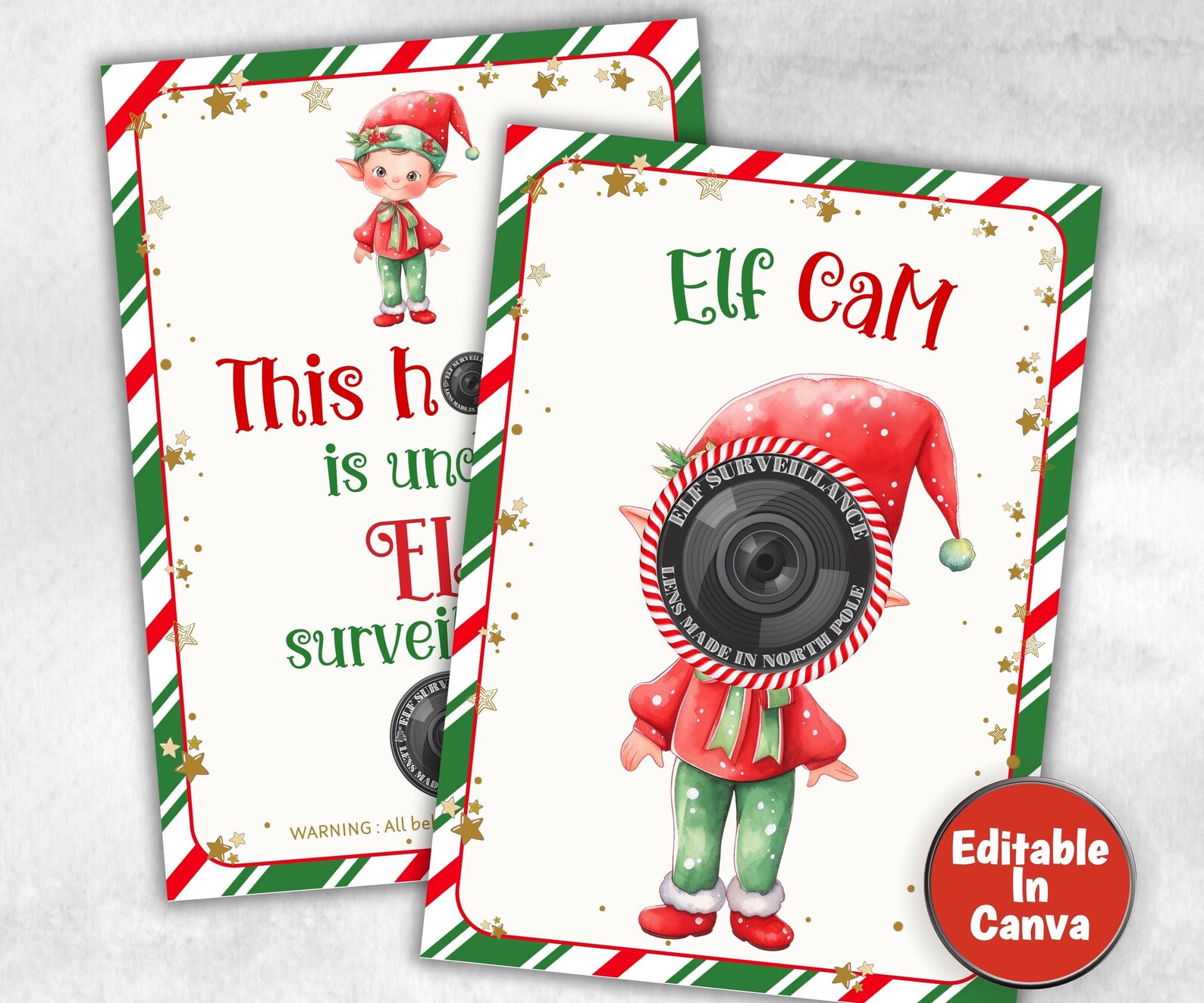 Surveillance Elf Cam, Printable Elf Cam, Elf Cam Sign, Santa Cam Letter ...