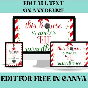 Elf Camera, Printable Elf Cam, Elf Cam Sign, Santa Cam Letter, Editable ...