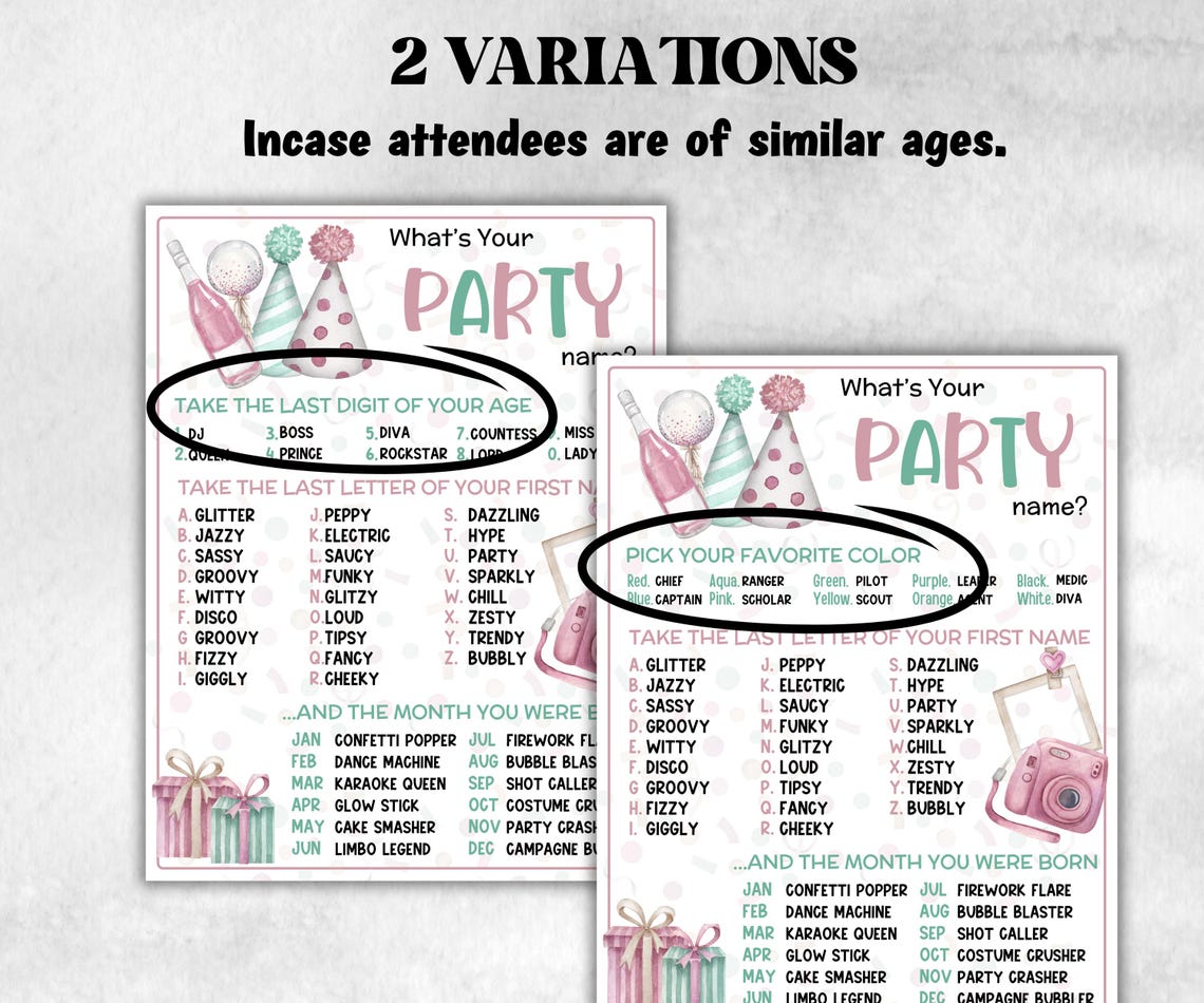 What is Your Party Name Game, Office Party, Daycare Name Board Sign ...