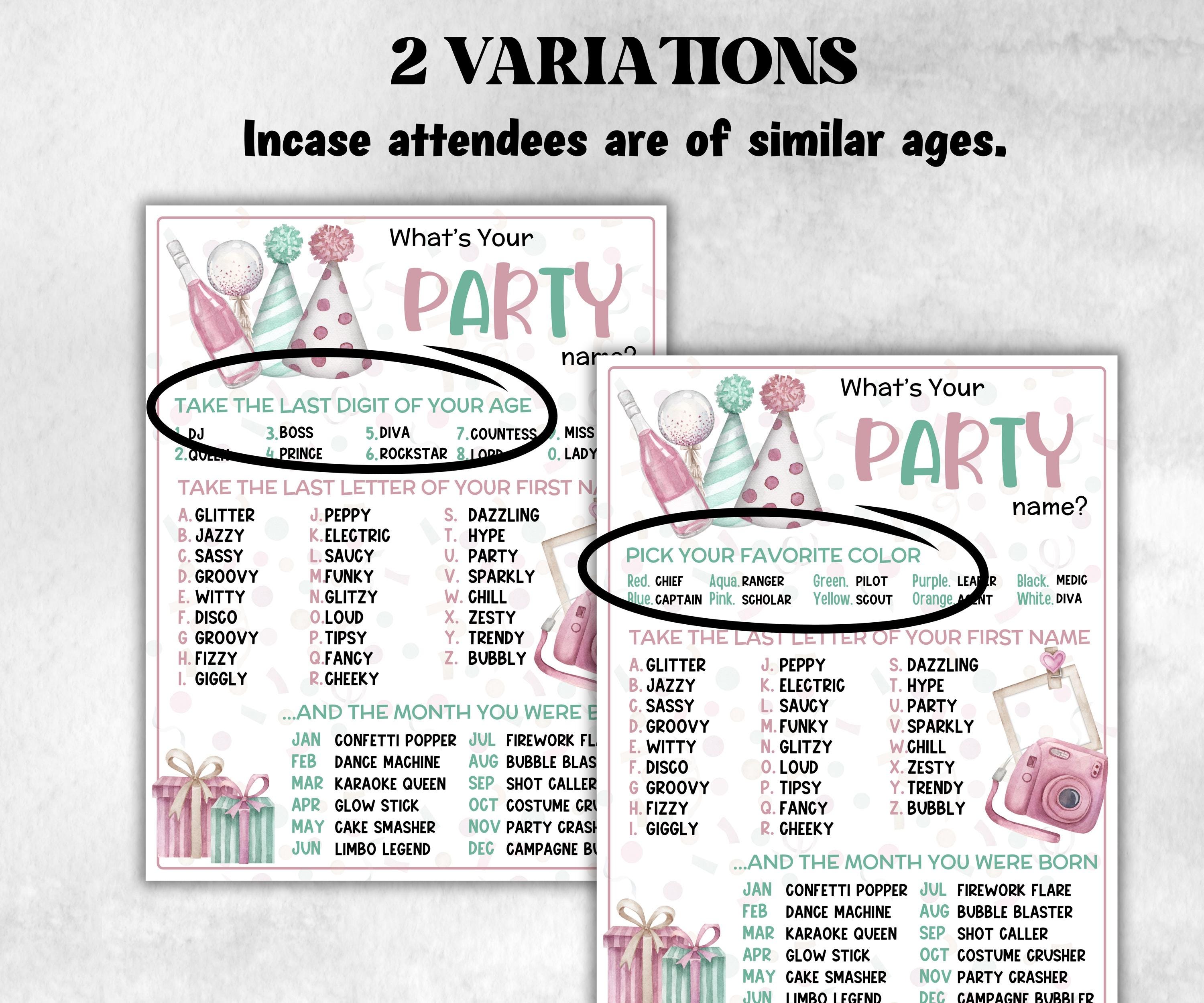 What is Your Party Name Game, Office Party, Daycare Name Board Sign ...