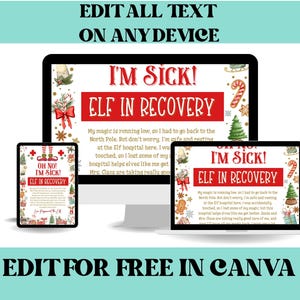 Editable Elf Recovery Letter, Oh No I’m Sick Editable, Kids Elf ...
