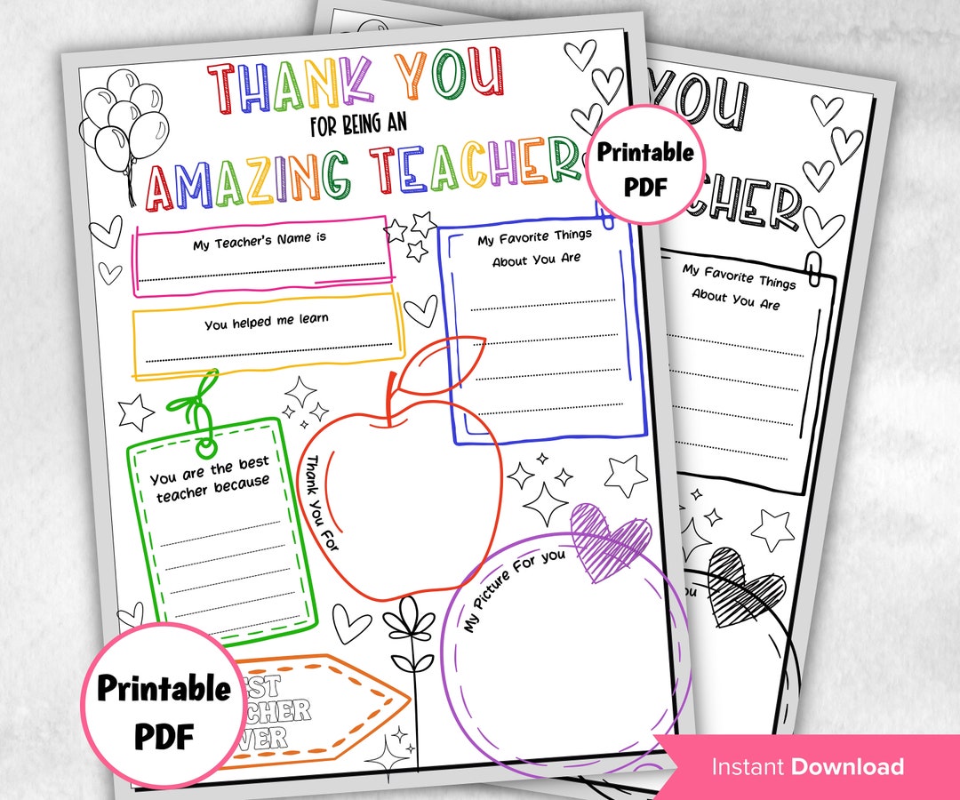 Printable Teacher Appreciation Week | Printable All About My Teacher ...