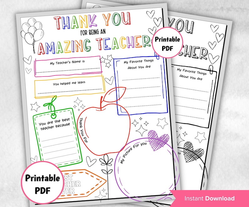 Printable Teacher Appreciation Week | Printable All About My Teacher ...